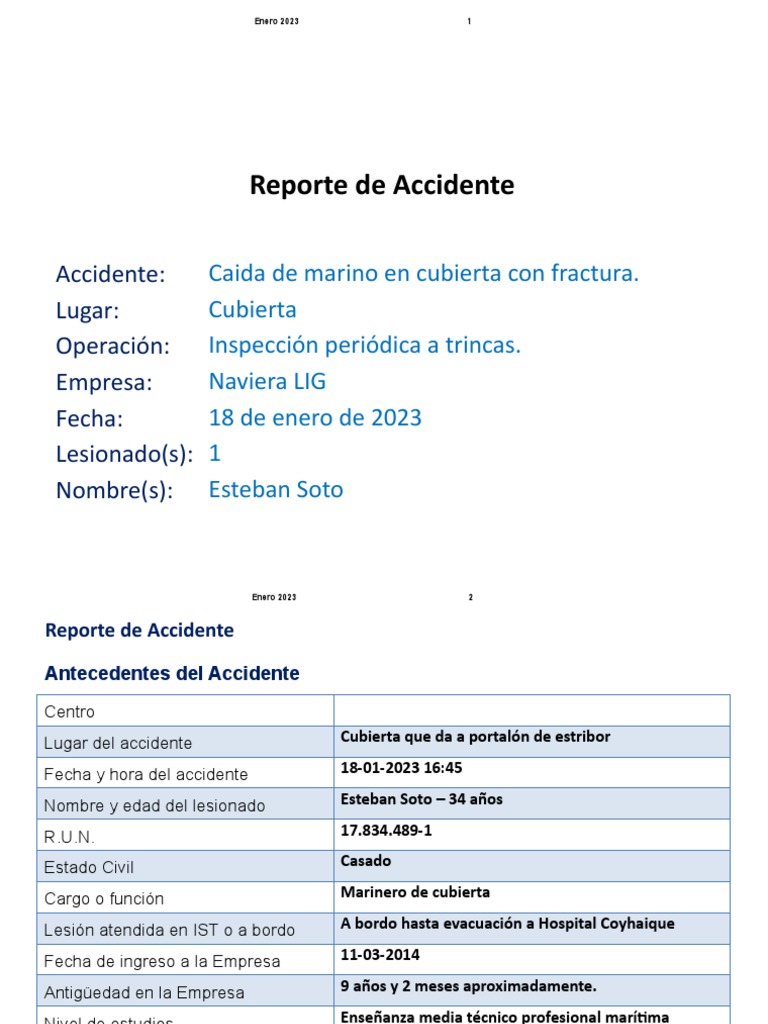 Reporte de Accidente | PDF | Desastres de transporte