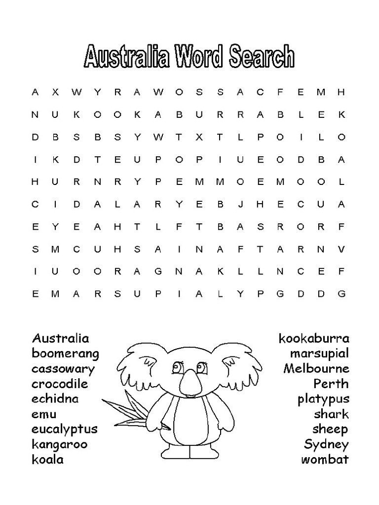 Australian Word Search | PDF