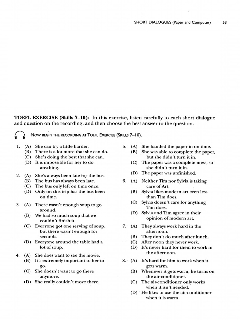 TOEFL Exercise (Skill 7-10) Negatives | PDF