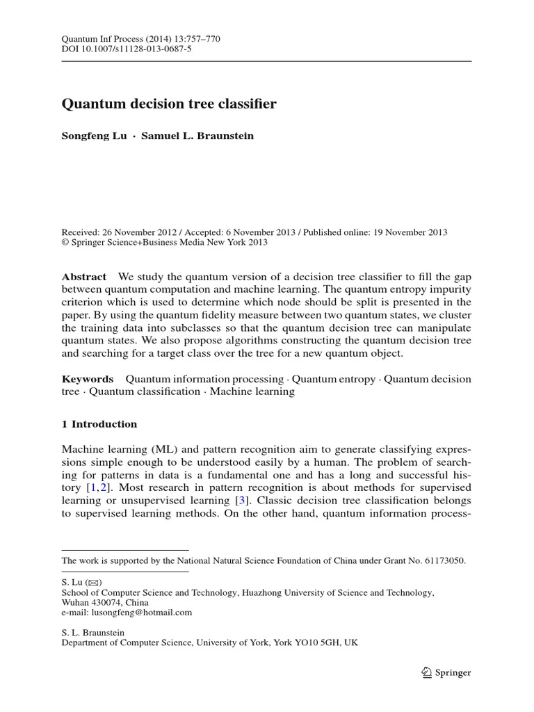 Quantum Decision Tree Classifier | PDF | Teaching Methods & Materials