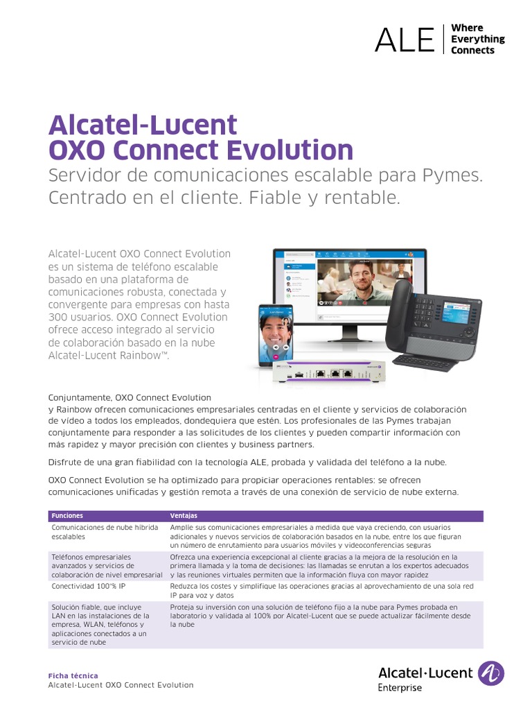Oxo Connect Evolution Datasheet Es | PDF | Voz sobre IP | Computación ...