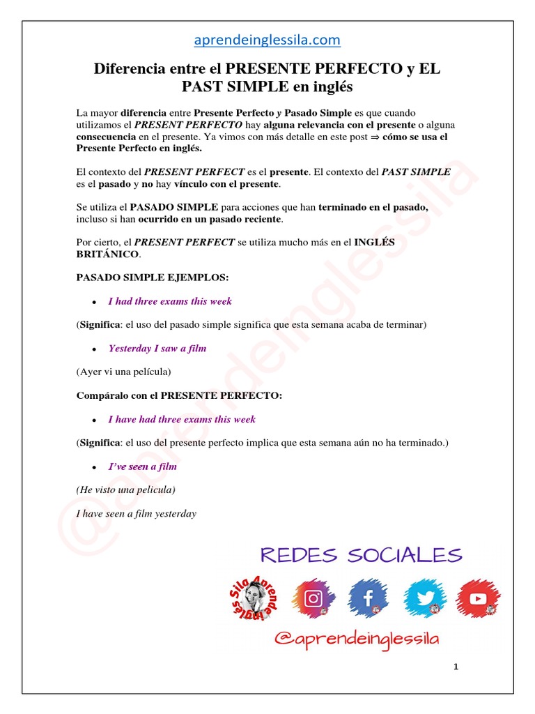 Presente Perfecto vs. Pasado Simple | PDF