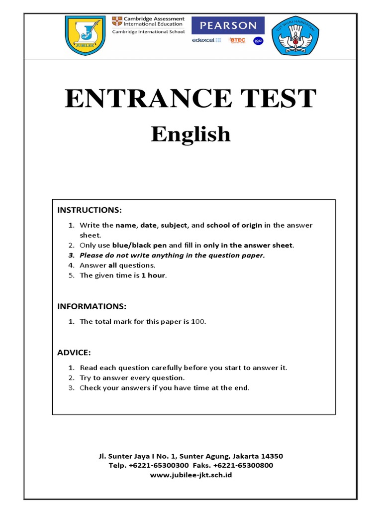Entrance Test English 2021 - 2022 | PDF | Diseases And Disorders ...