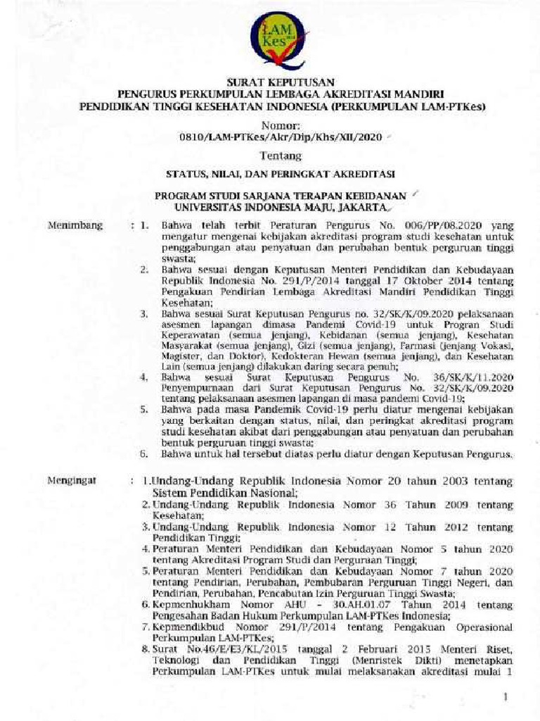 SK Akreditasi STR Kebidanan Uima Compressed 1 Compressed Compressed - Compressed | PDF