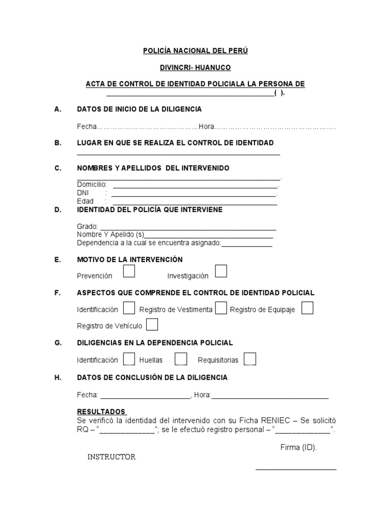 Acta - Formato de Control de Identidad | PDF