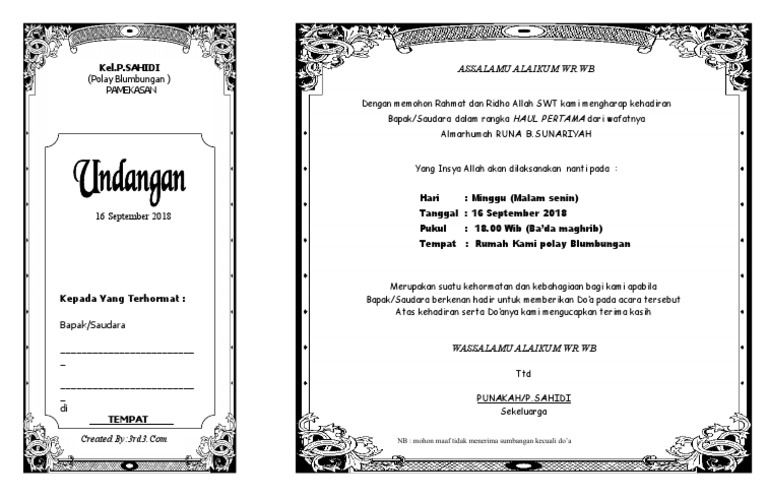 Model Undangan Haul | PDF