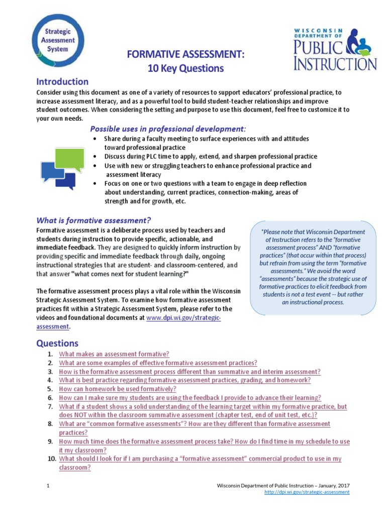 Formative Assessment 10 Key Questions | PDF | Career & Growth | Wellness
