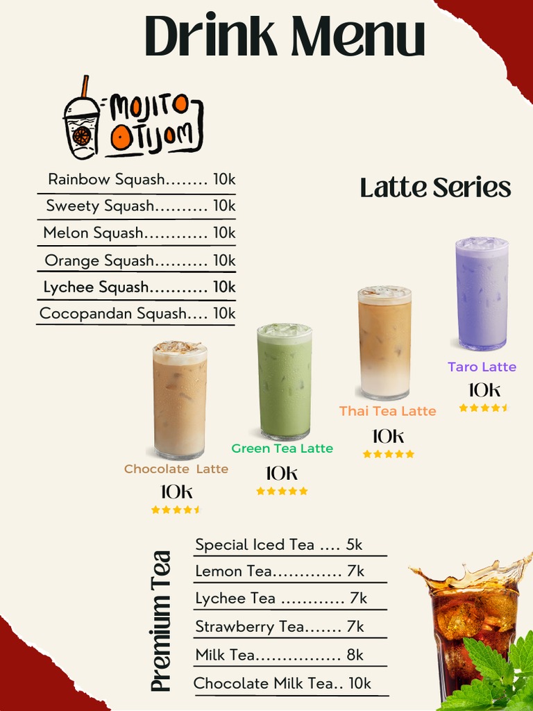 Green and Orange Illustrative Drink Menu | PDF