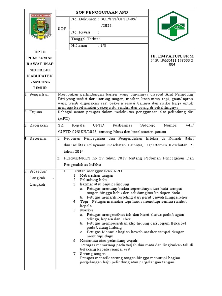 Penggunaan Alat Pelindung Diri (Apd) | PDF