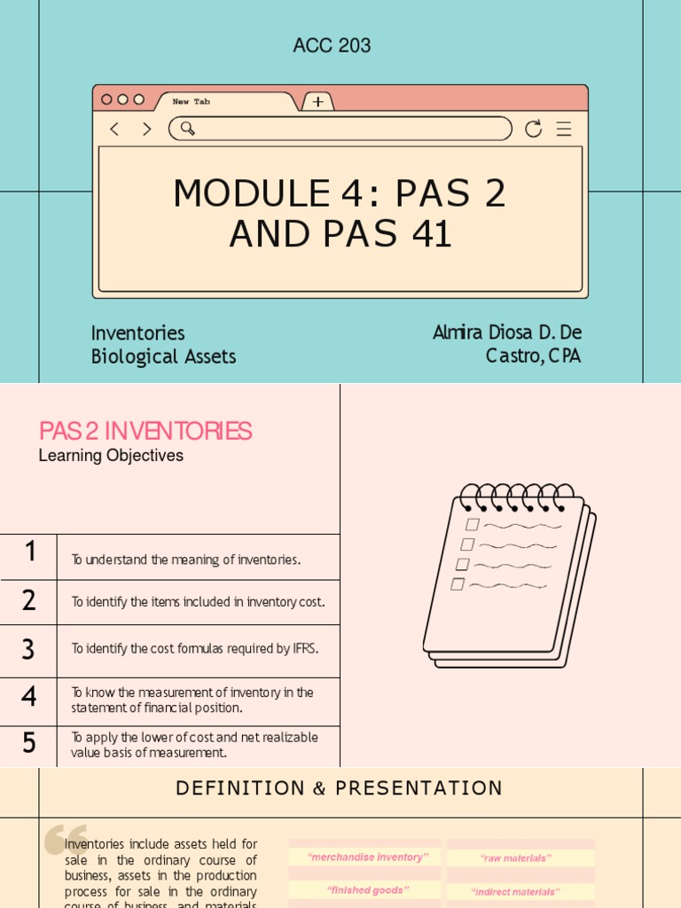 ACC 203 - Module 4 PAS 2 Inventories PAS 41 Biological Assets | PDF