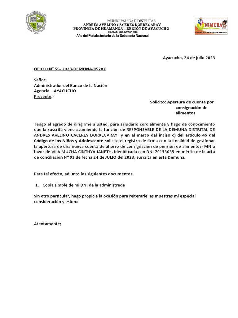 Modelo de Oficios - Banco de La Nación | PDF