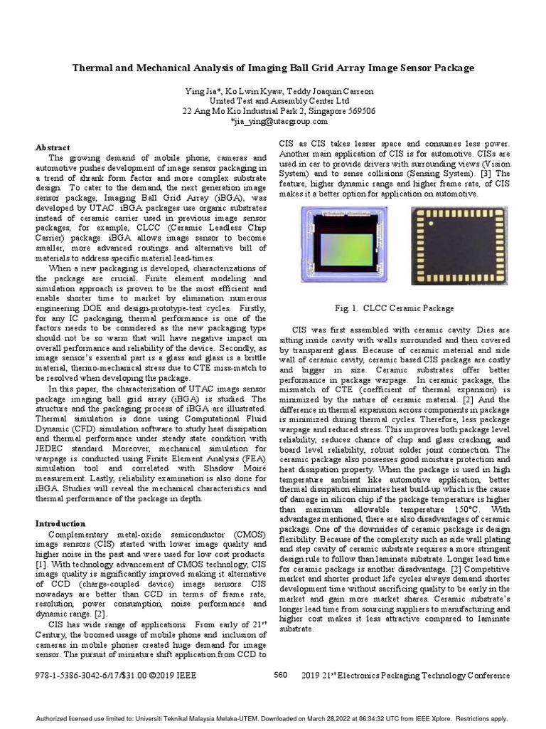 iBGA Image Sensor Package Analysis | PDF | Charge Coupled Device ...