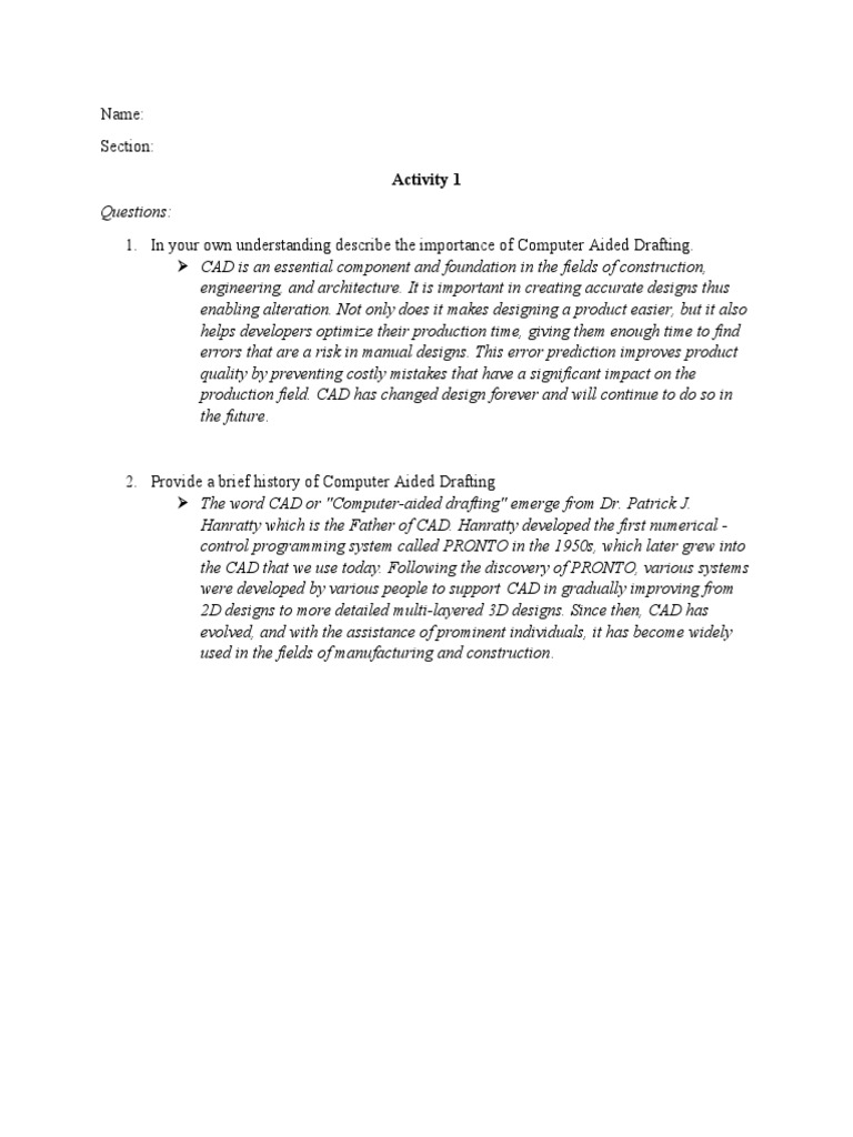 (Activity 1) - CAD | PDF