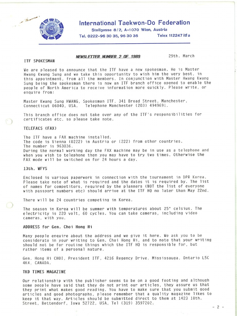 Mar1989 ITF News Letter | PDF