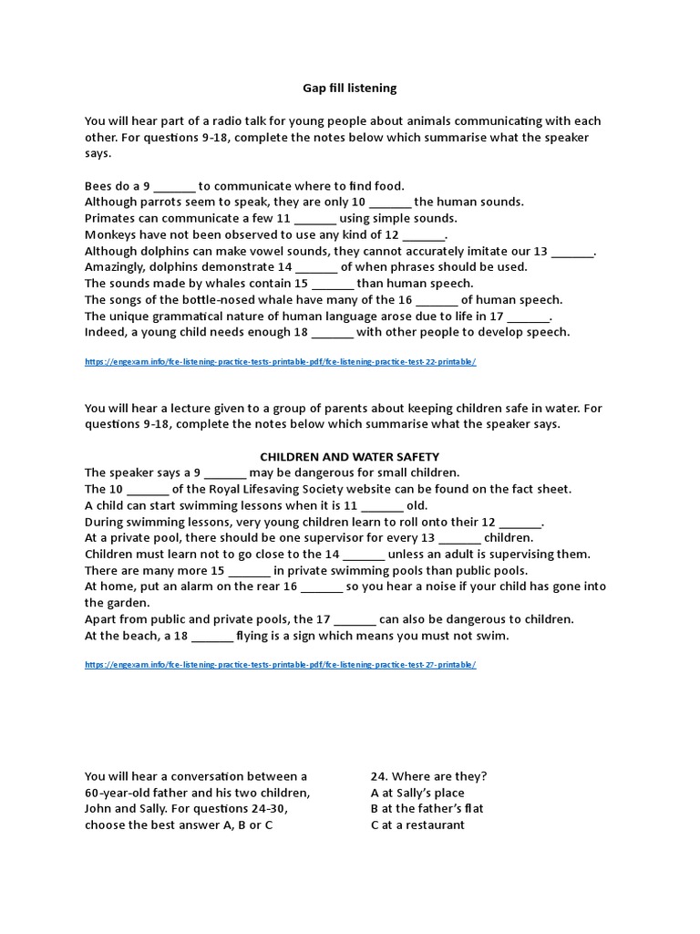 LISTENING-gap Fill | PDF