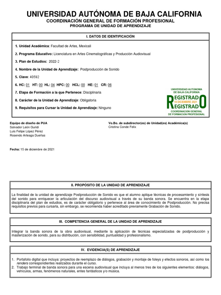 36. 40592 Postproducción de Sonido | PDF