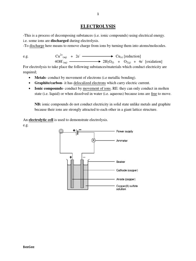 ELECTROLYSIS | PDF | Science & Mathematics | Technology & Engineering