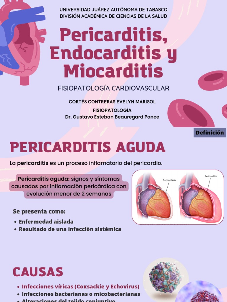 Pericarditis, Miocarditis y Endocarditis | PDF