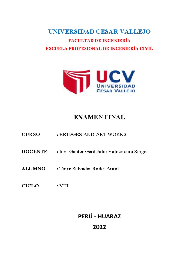 Examen Final - BRIDGES AND ART WORKS | PDF