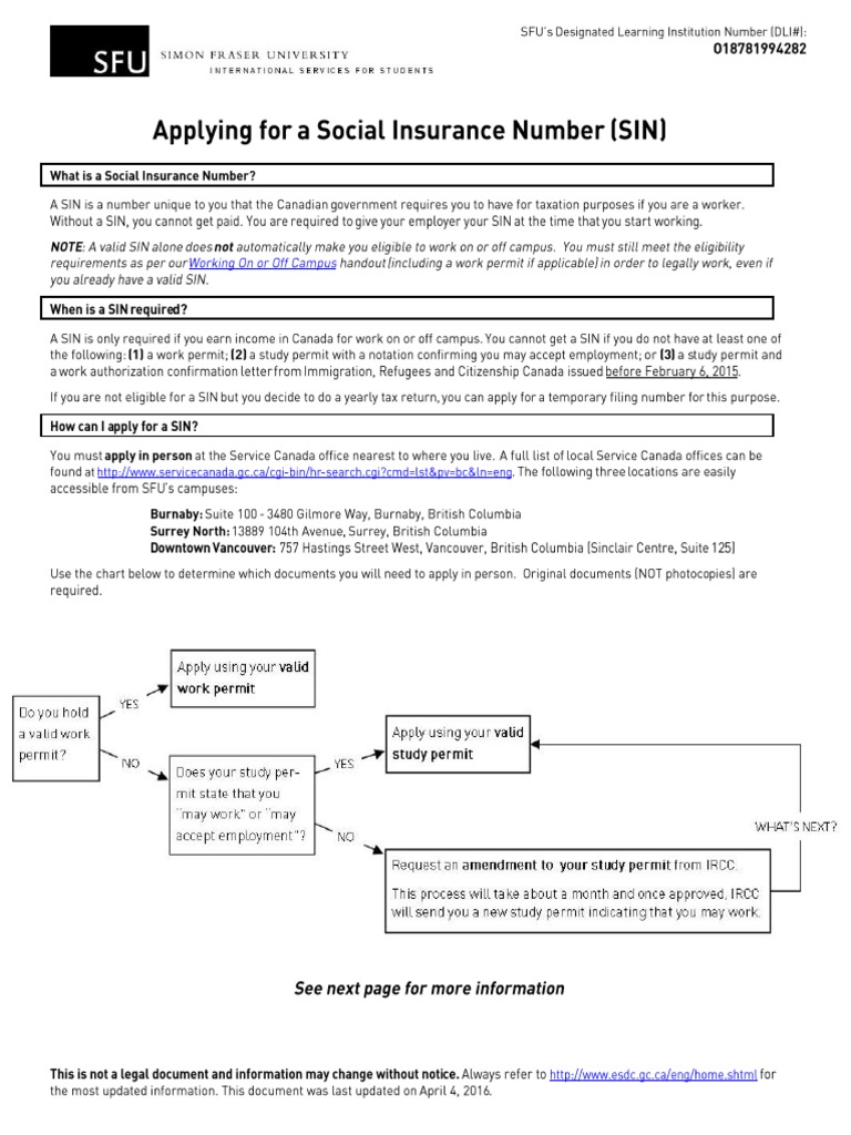 Applying For A Social Insurance Number (SIN) | PDF