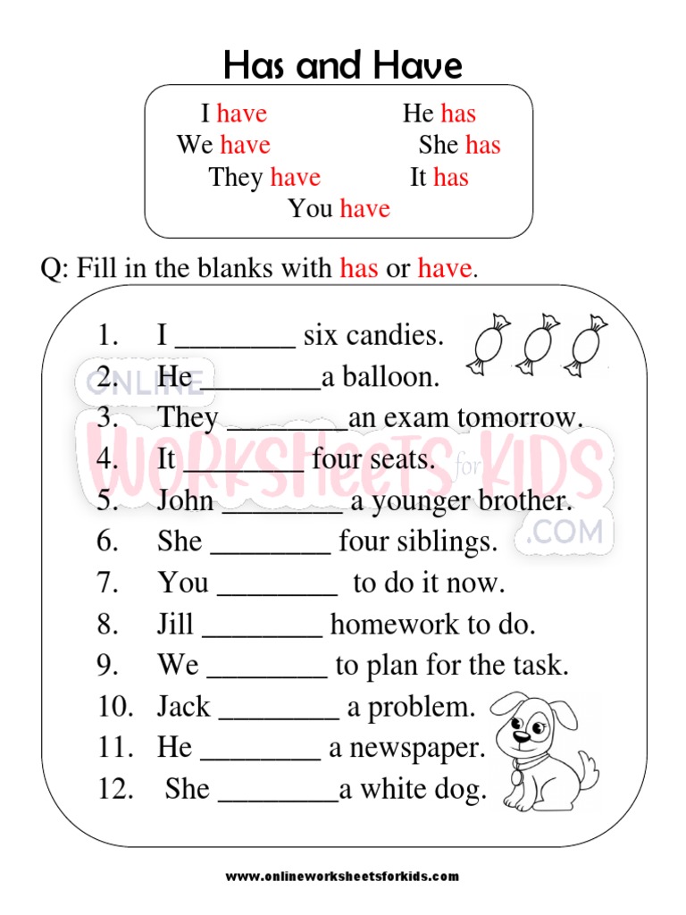 Has and Have Worksheets For Grade 1-1 | PDF | Self-Improvement