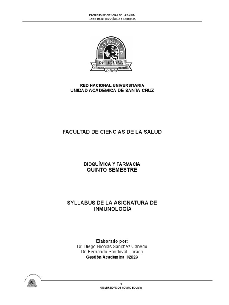 Syllabus Inmunologia | PDF | Salud y bienestar