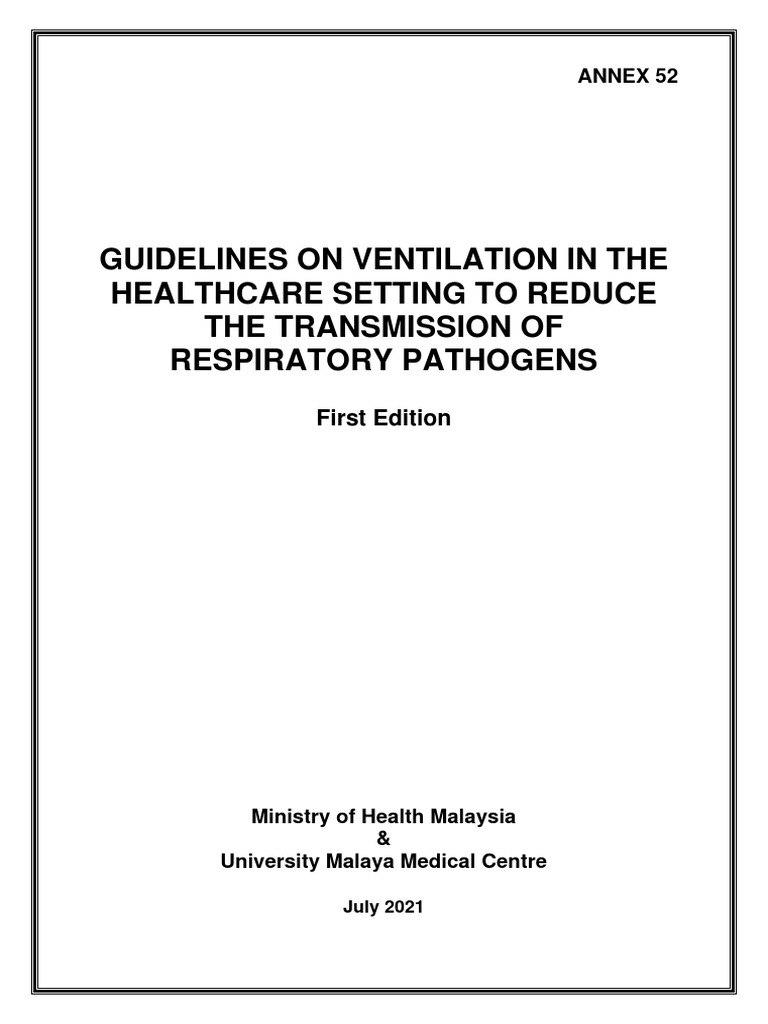 Annex 52 Guidelines On Ventilation in Healthcare Setting To Reduce The Transmission of ...