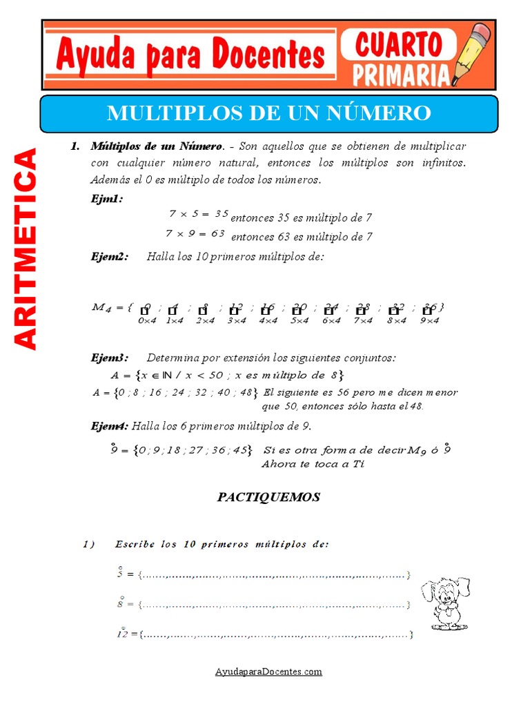 Multiplos de Un Numero para Cuarto de Primaria | PDF | Matemática ...