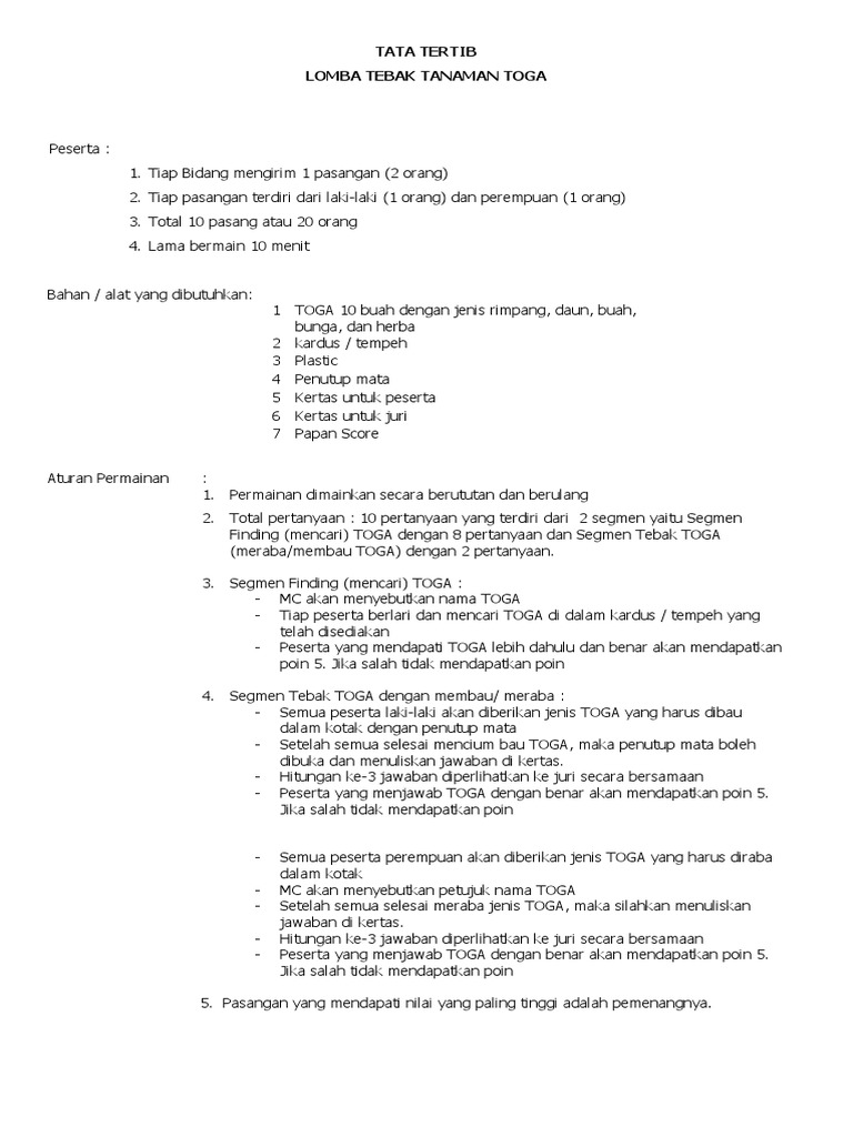 2. Tata Tertib Lomba Tebak Toga | PDF