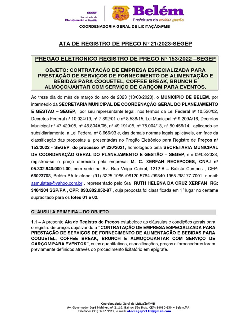 Ata de Registro de Preço 21-2023 | PDF