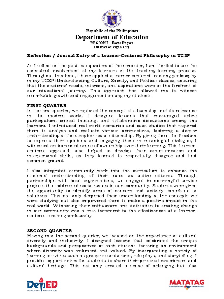 Reflection Journal Entry in UCSP | PDF