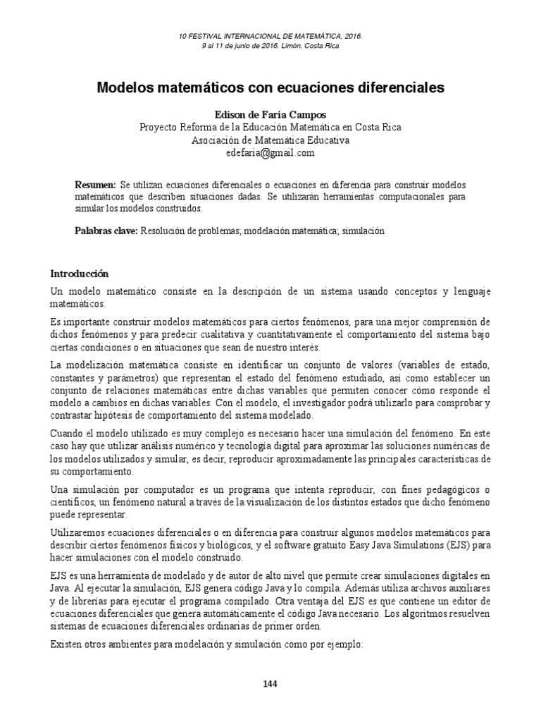 De Faria 2016 Modelos | PDF | Simulación | Ecuaciones