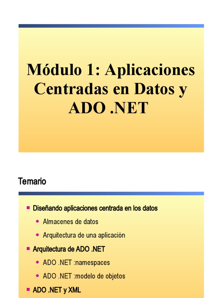 ADO .NET: Arquitectura y Aplicaciones | PDF | Active X Data Objects ...