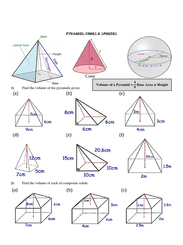 Pyramid, Cone & Sphere | PDF