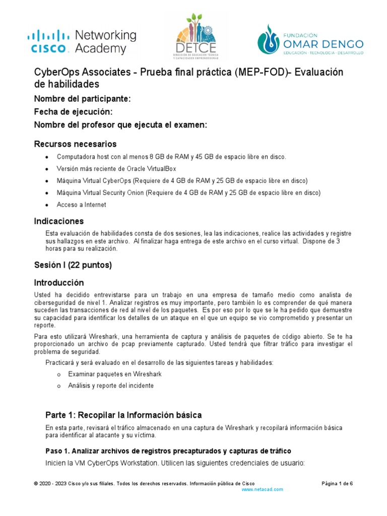 Prueba Final Práctica MEP-FOD Cyberops | PDF