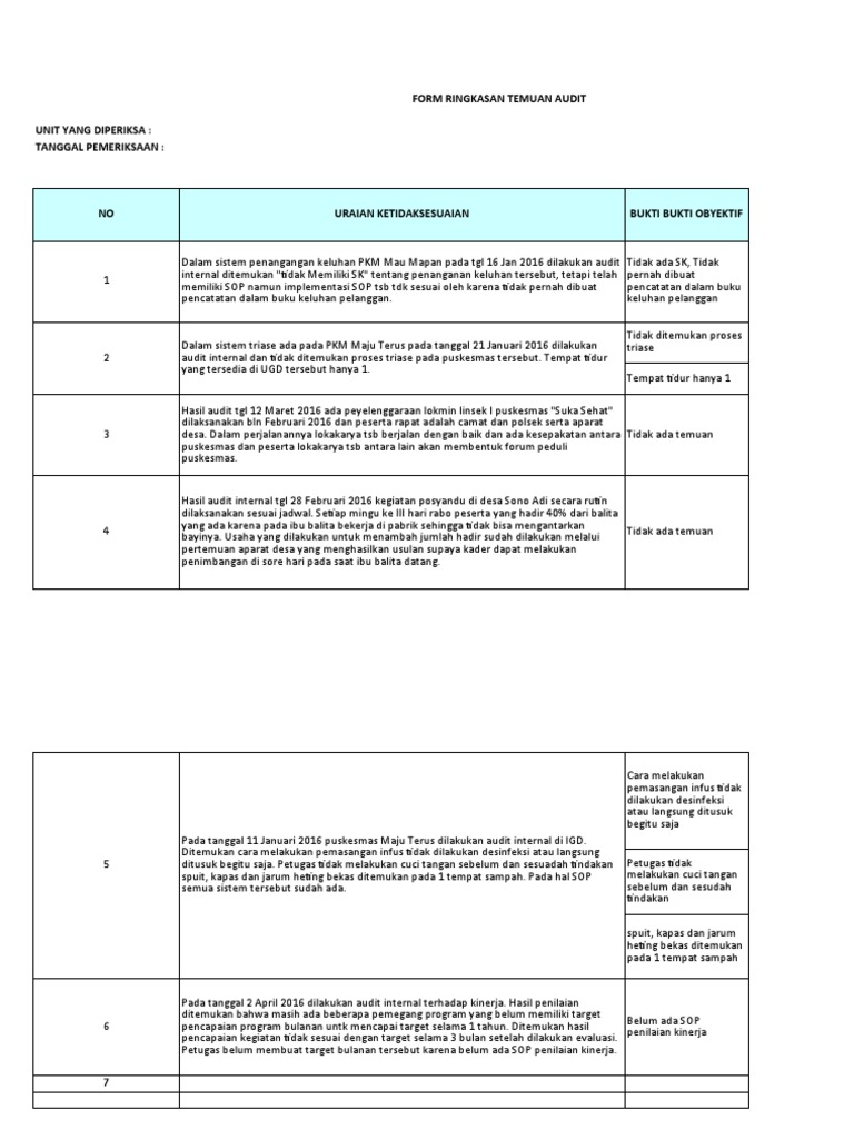 Form Audit Internal | PDF