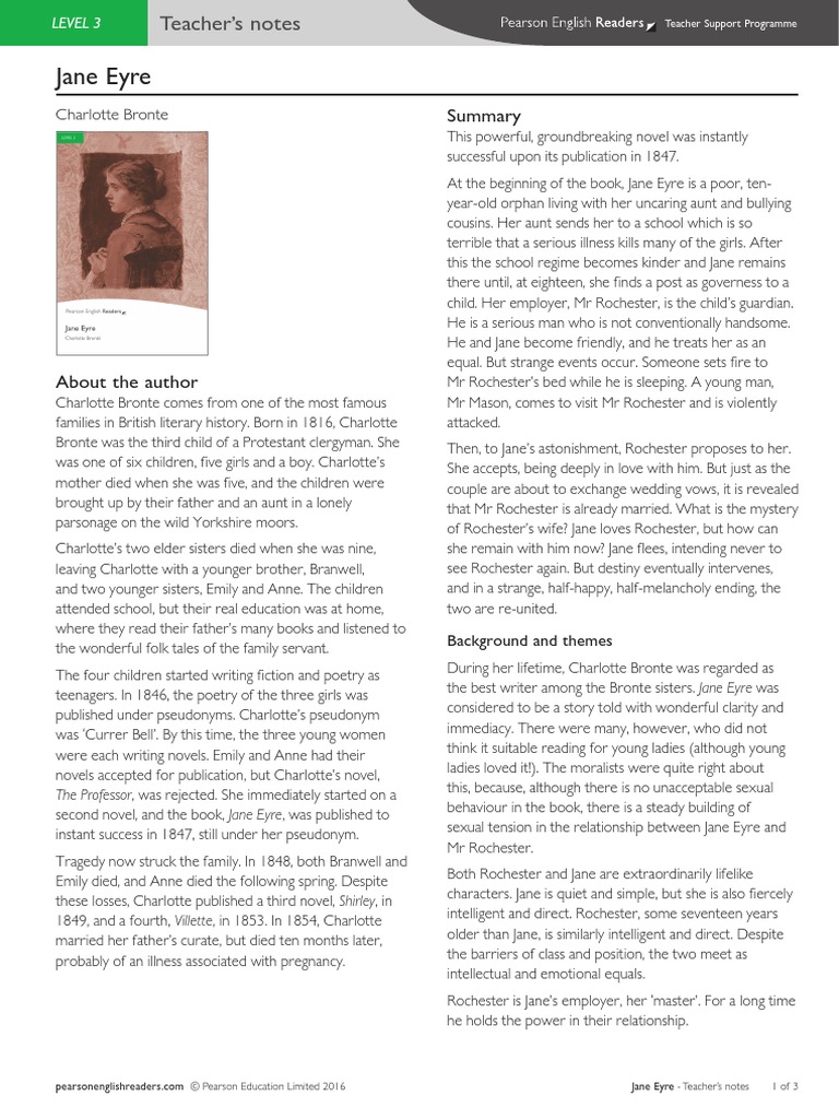 Jane Eyre Reader Teacher Notes | PDF