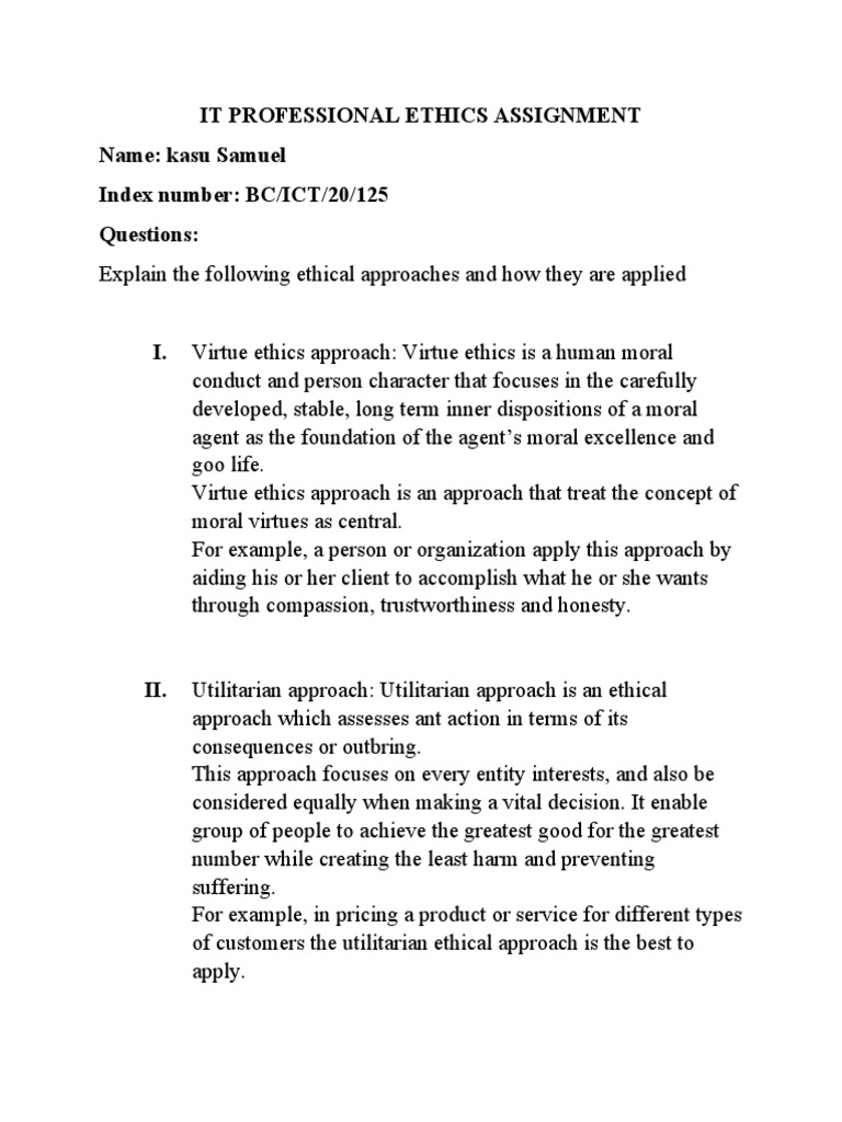 It Professional Ethics Assignment | PDF