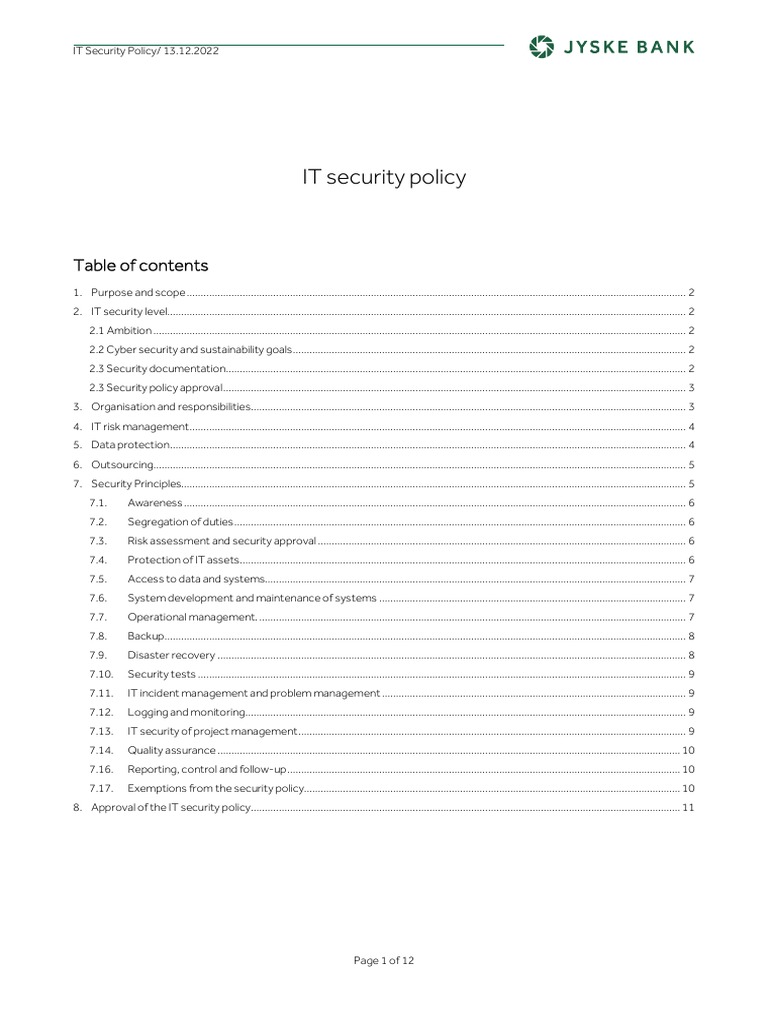 IT Security Policy | PDF | Computer Security | Security