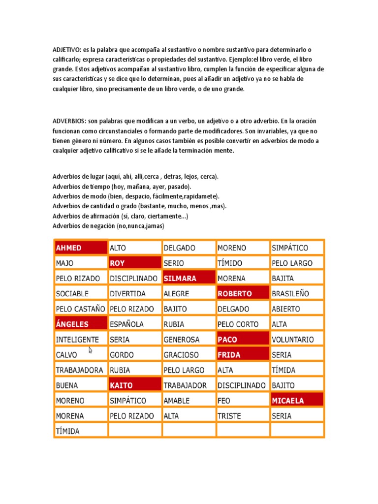 ADJETIVO y ADVERBIOS | PDF