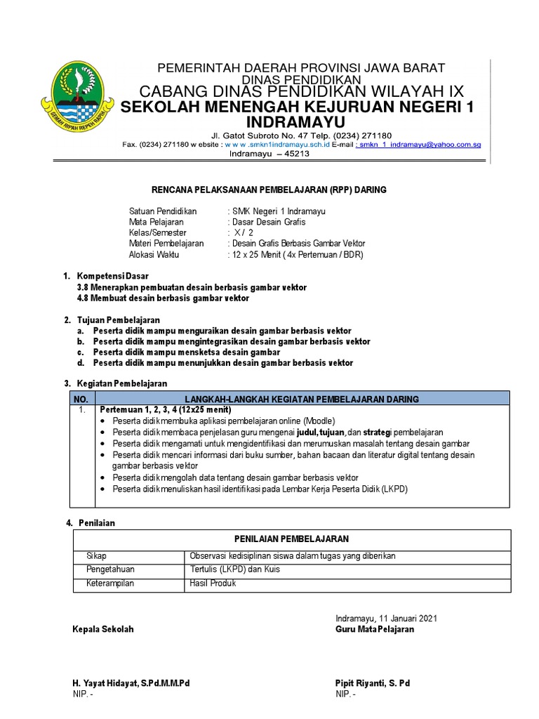 RPP Dasar Desain Grafis | PDF