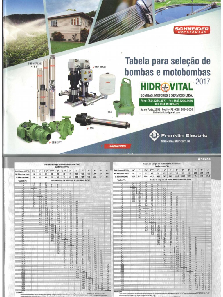 Tabelas para Seleção de Bombas e Motobombas | PDF