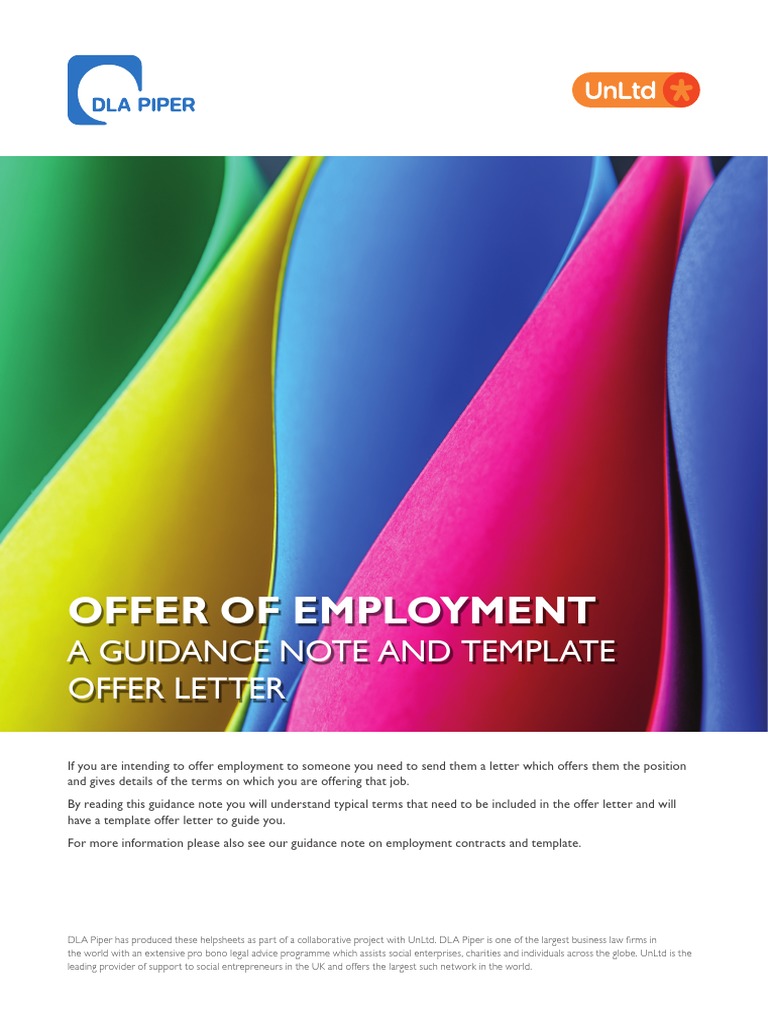DLA Piper Offer of Employment A Guidance Note and Template Offer Letter ...