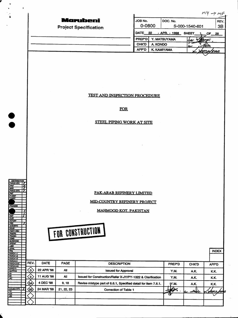 Test and Inspection Procedures For Steel Piping at Site | PDF