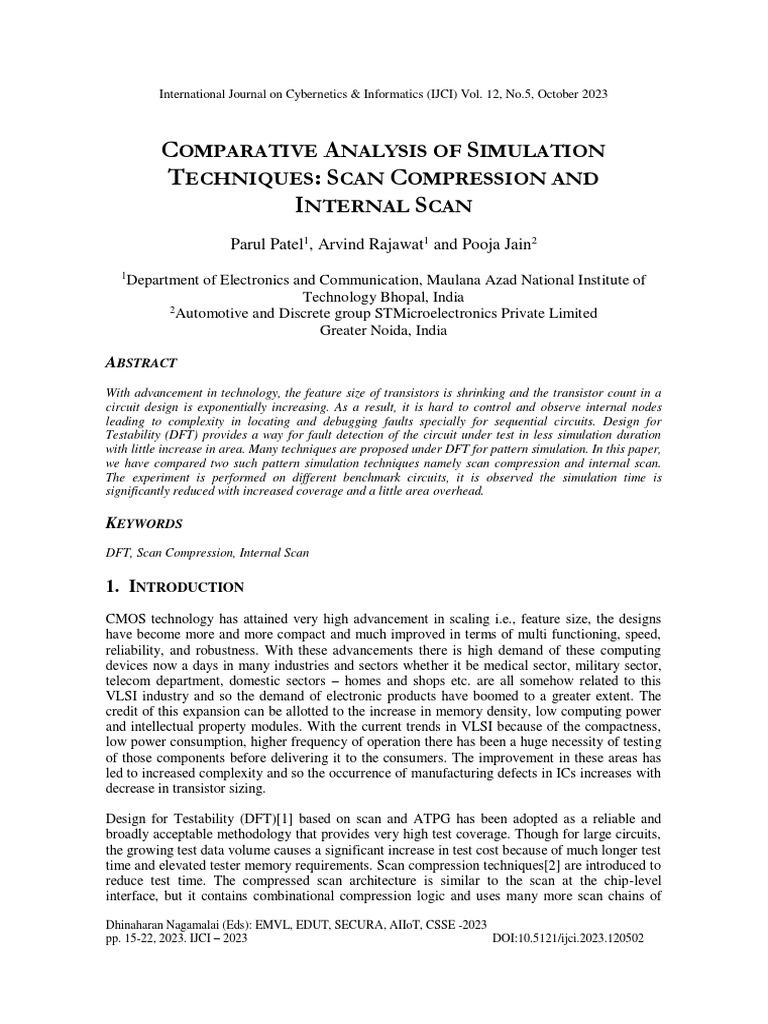 Comparative Analysis of Simulation Techniques: Scan Compression and Internal Scan | PDF