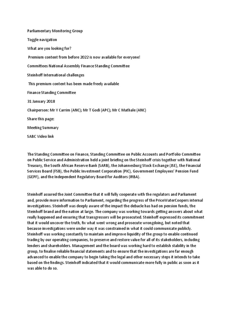 Ethics Question 2 Steinhoff | PDF | Pension | Insider Trading