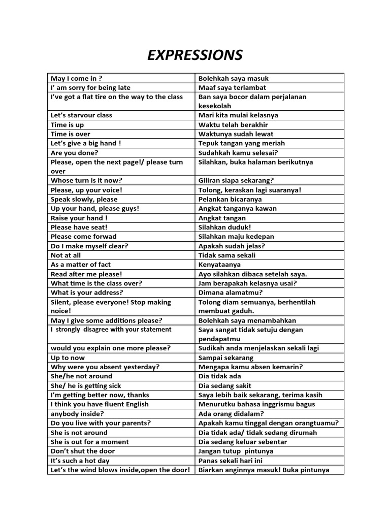Expressions Words | PDF