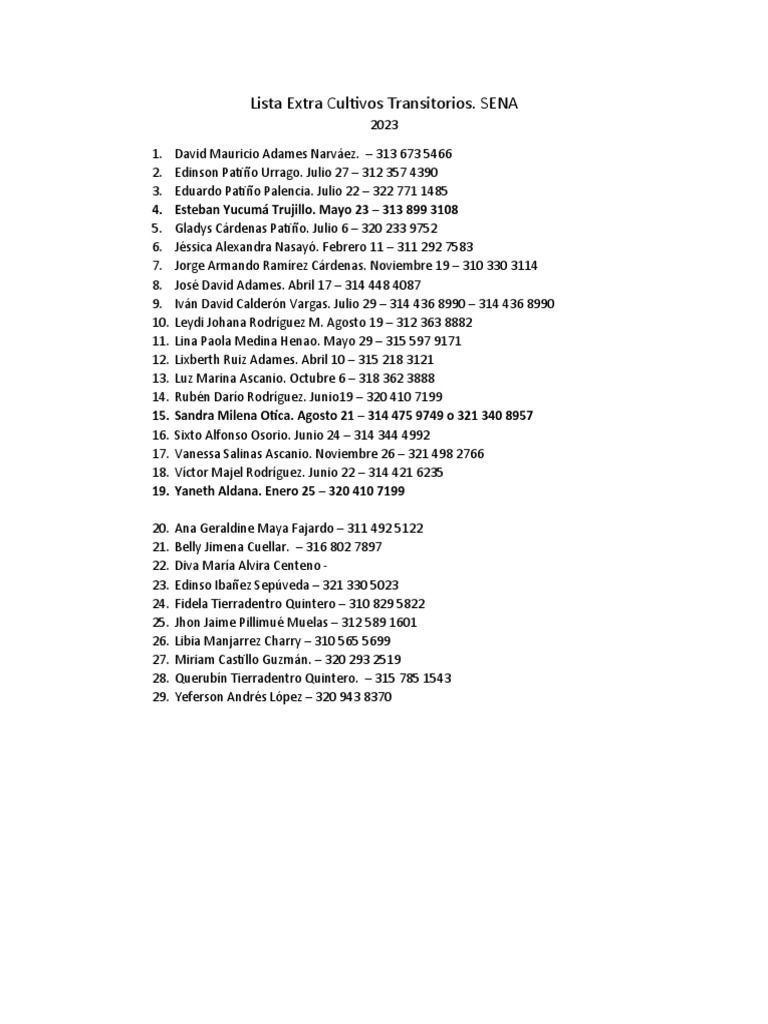 Lista Extra CT. | PDF