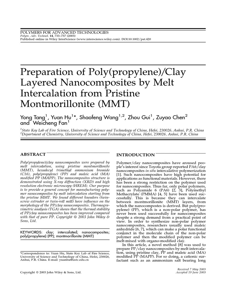 Tang Et Al-2003-Polymers For Advanced Technologies | PDF ...
