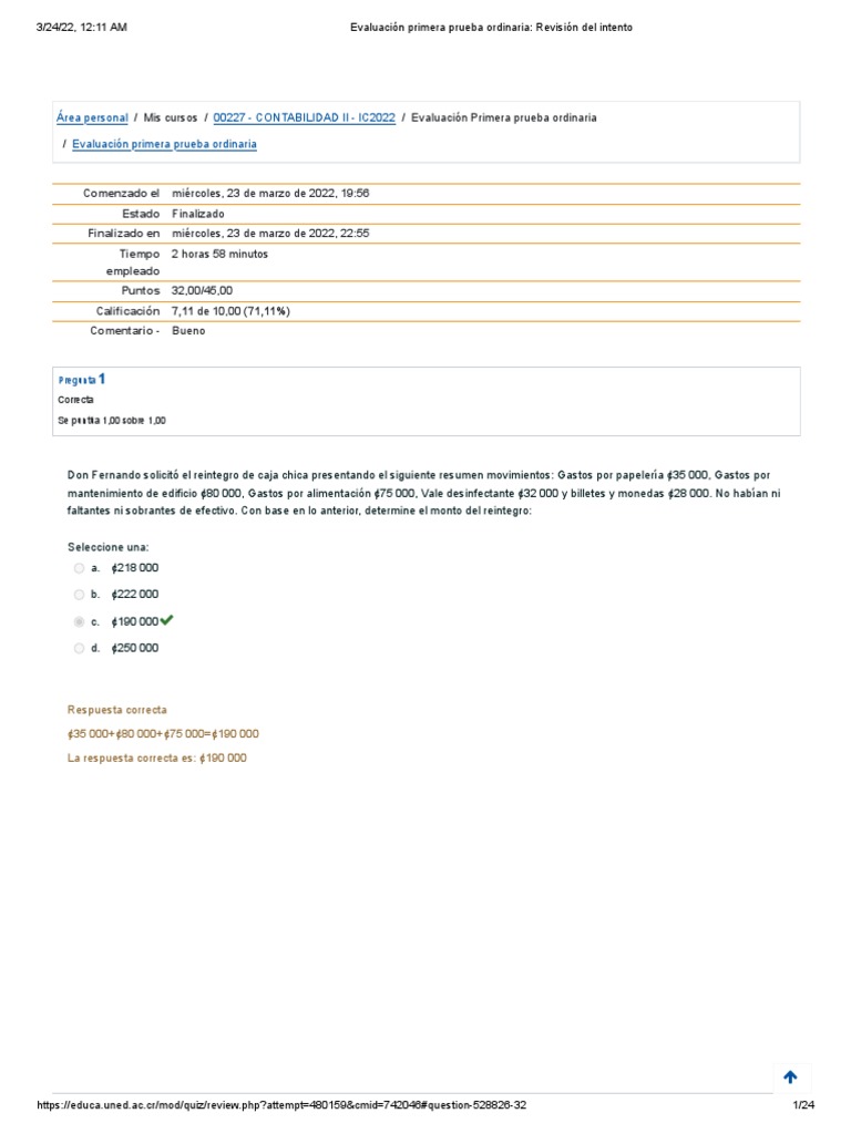 Examen Conta II, Prueba I | PDF